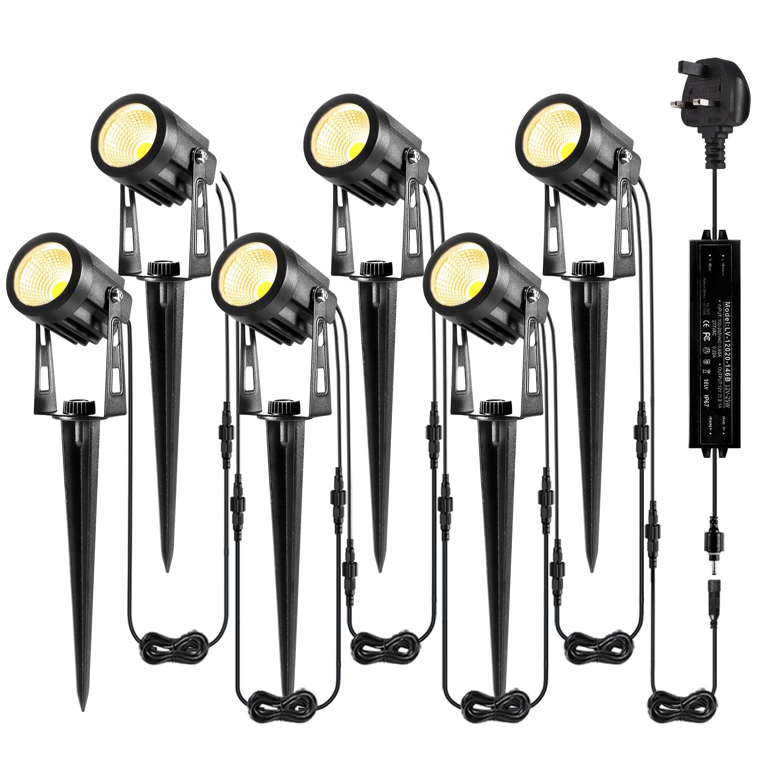 B-right Garden Spotlights Mains Powered,Upgraded Garden Spike Lights ...