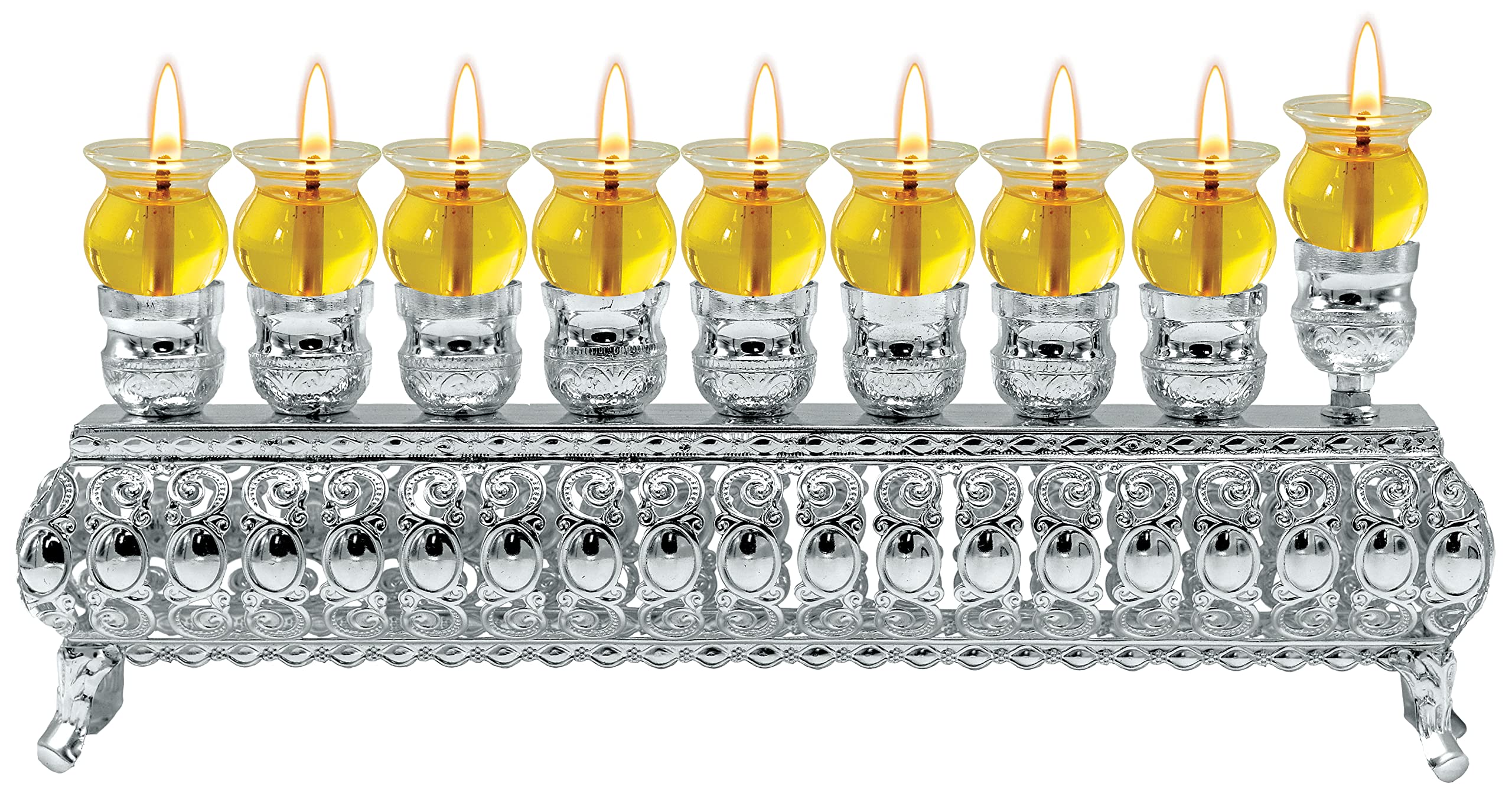 Ner Mitzvah Silver Plated Oil Wall Menorah - Fits Standard Chanukah Oil ...