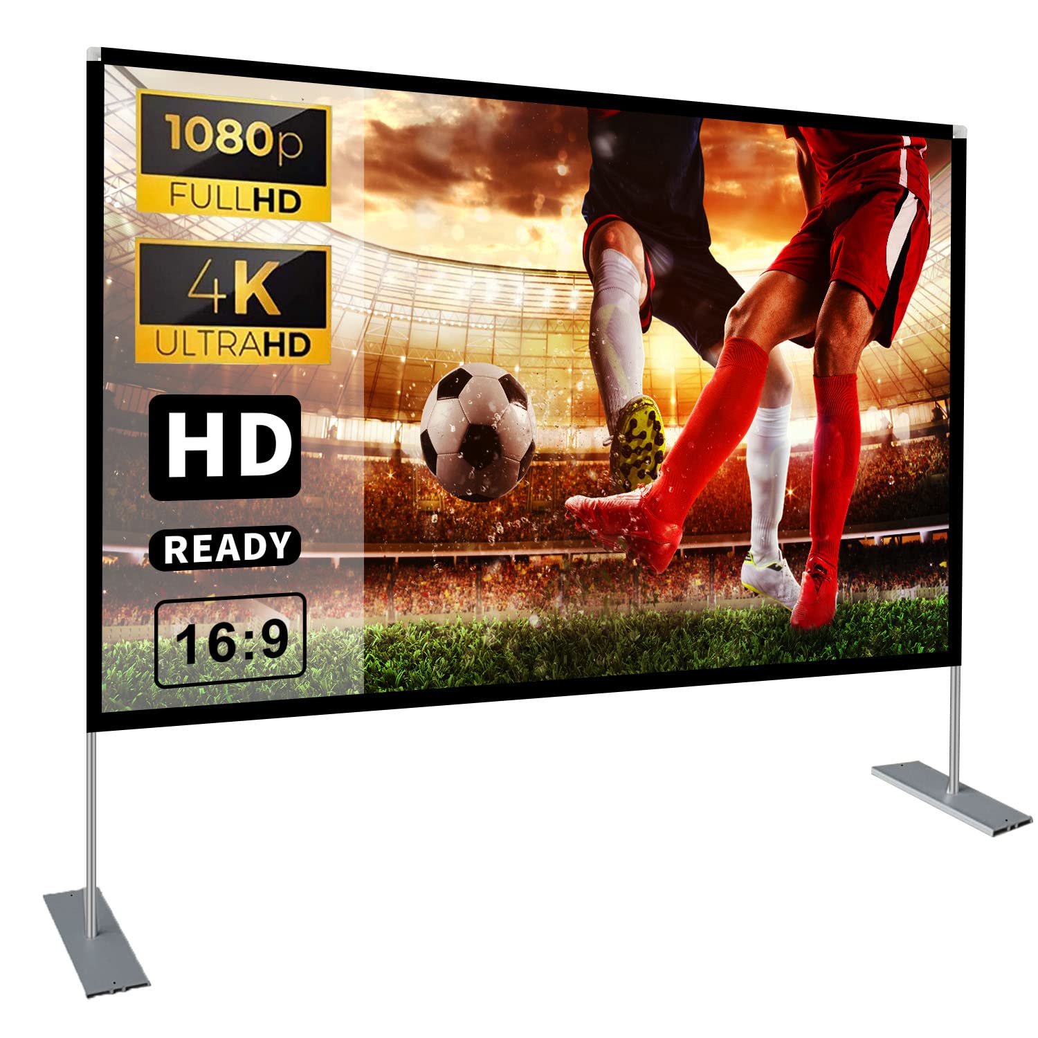 Projector Screen with Stand 100 inch 16:9 HD 4K Outdoor Indoor ...