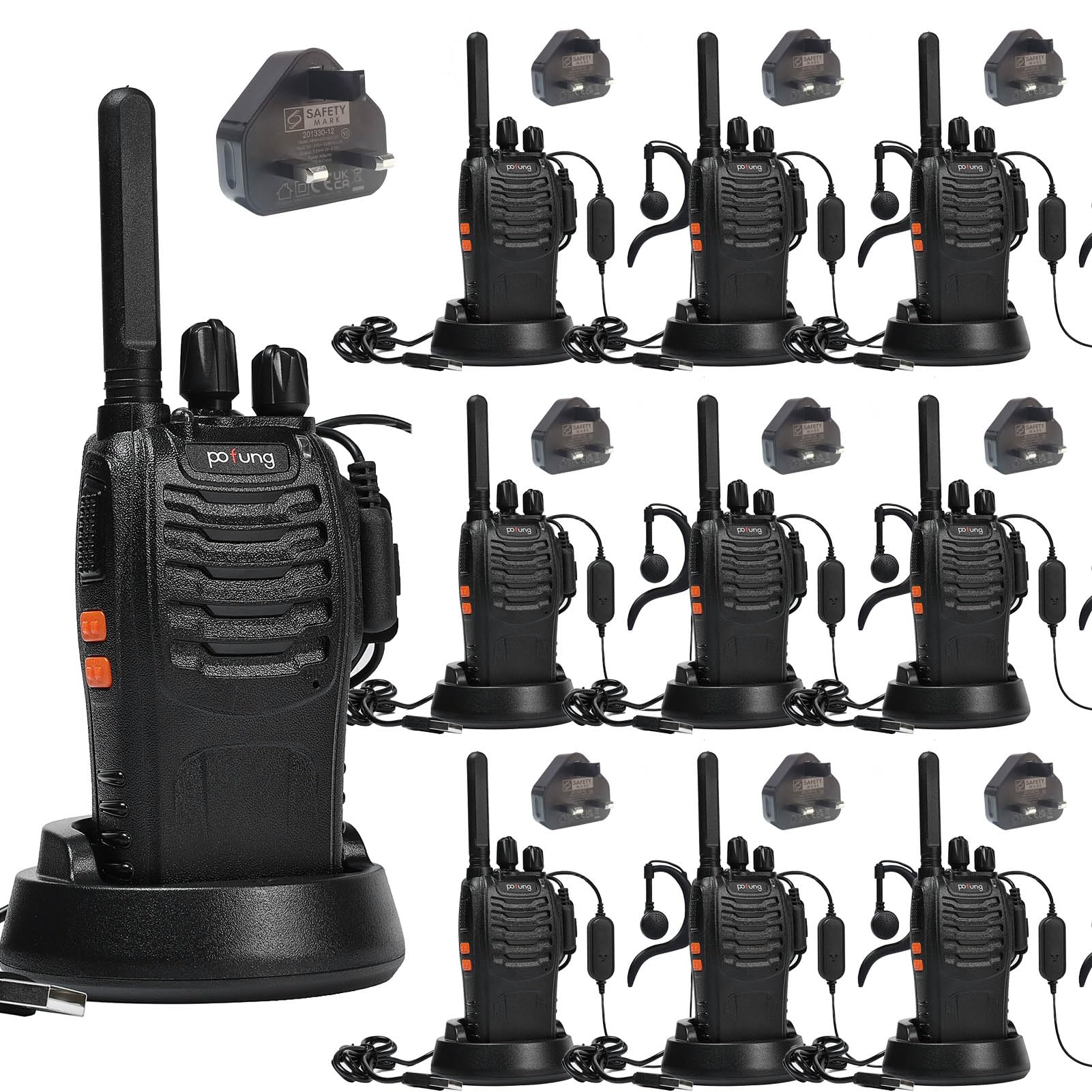 Walkie Talkie PMR446 License-free Two Way Radio, pofung PT88E 16 ...