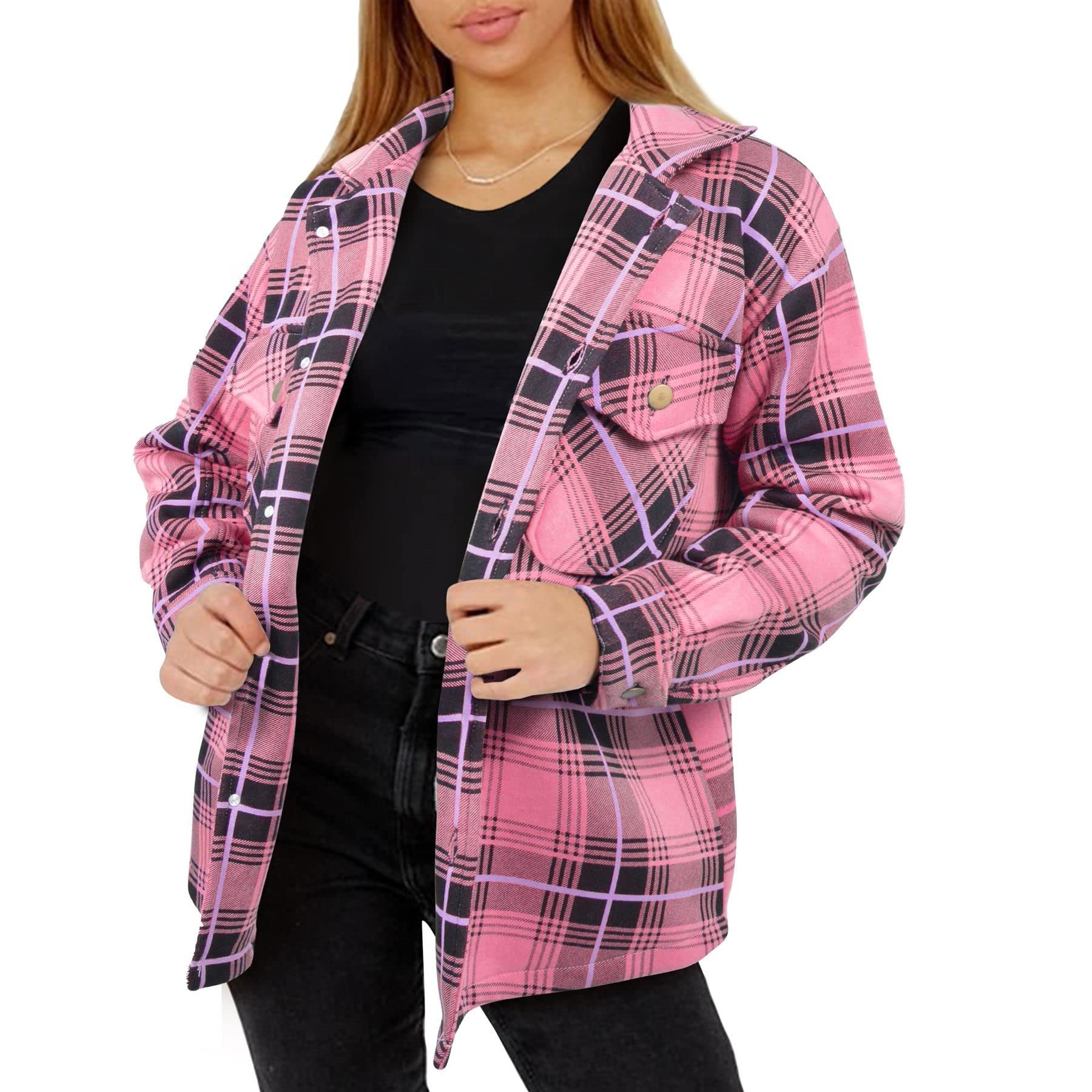 A2Z Ladies Shacket Shirt Jacket Checked Button Down Oversize - Jacket ...